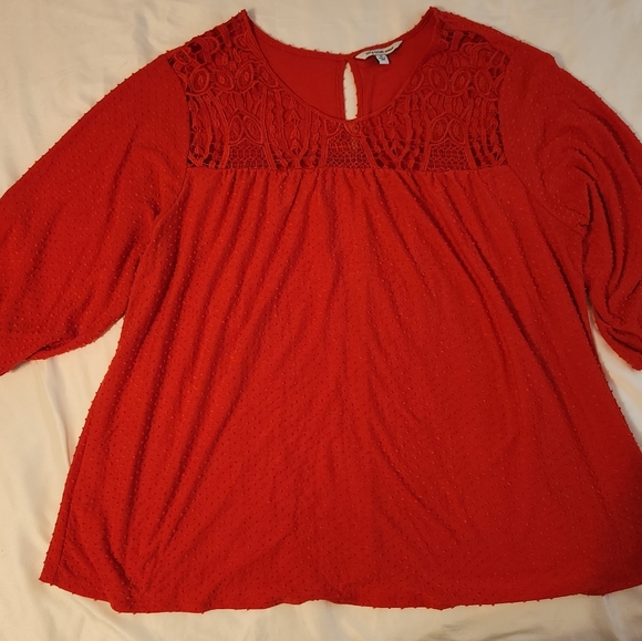Zac & Rachel | Tops | Zac Rachel Red Textured 3x Blouse | Poshmark